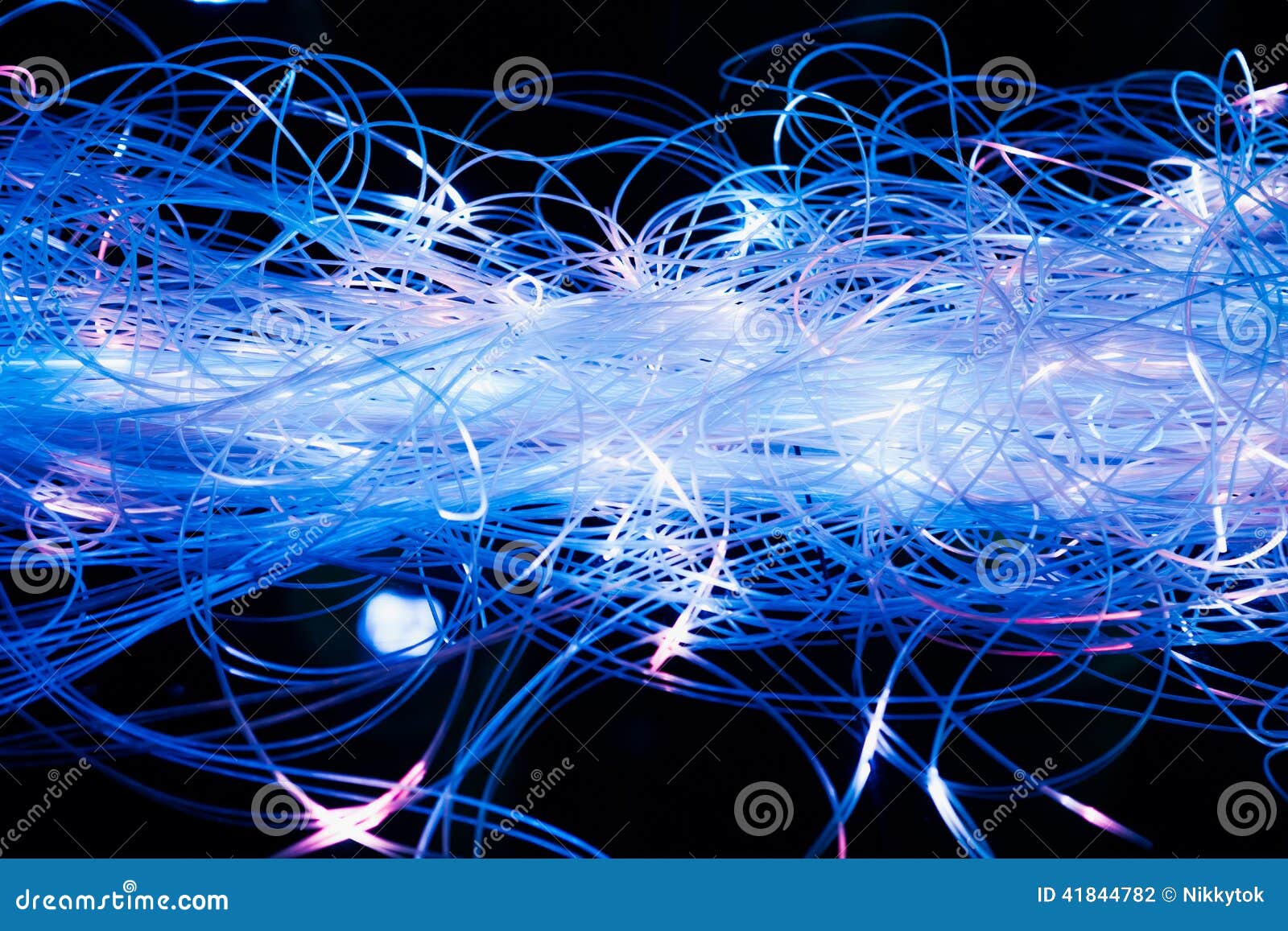 Illuminated Blue Fiber Optics Wires Stock Photo - Image of tech, glow ...