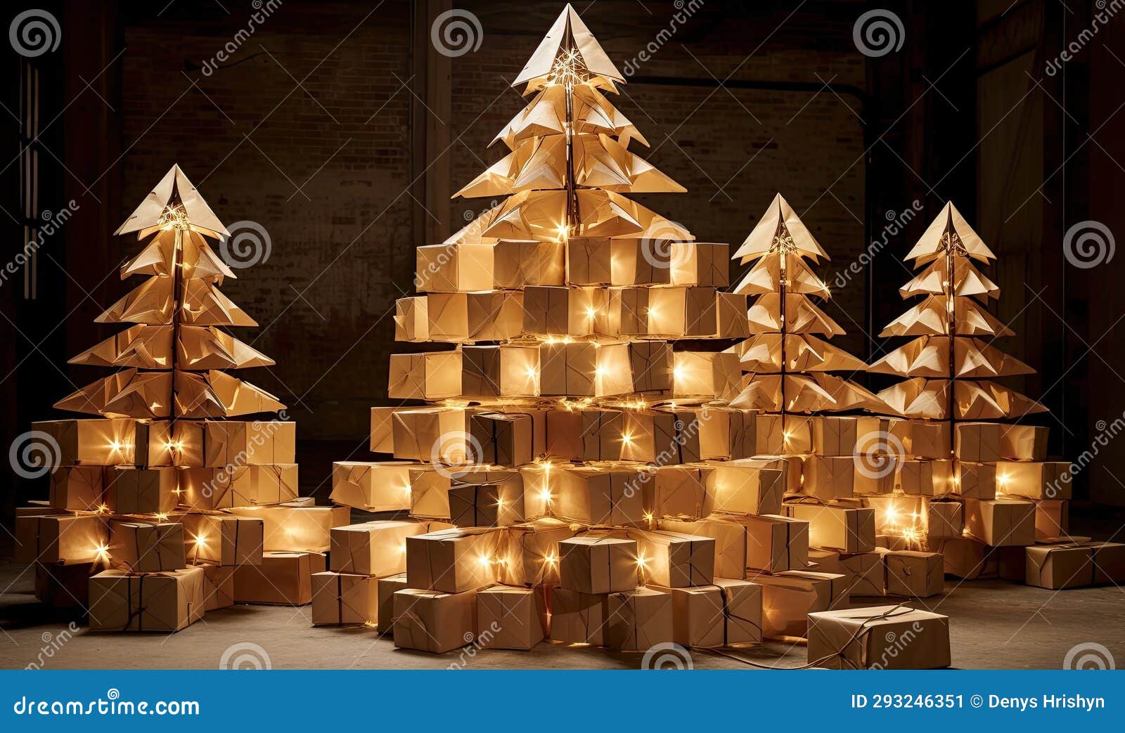 Illuminated Boxes in a Dark Room Stock Illustration - Illustration of ...