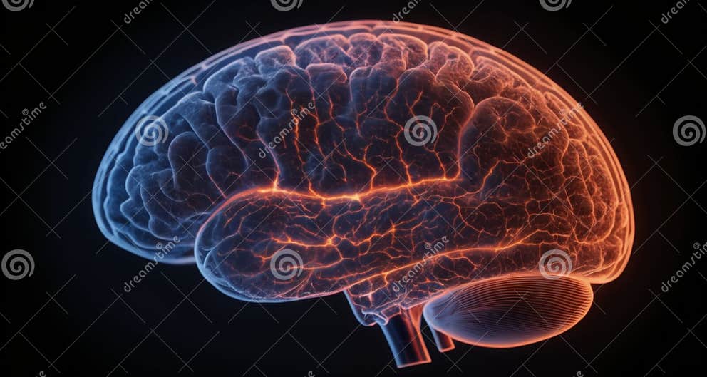 Illuminated Brain - a Visual Representation of Neural Activity Stock ...