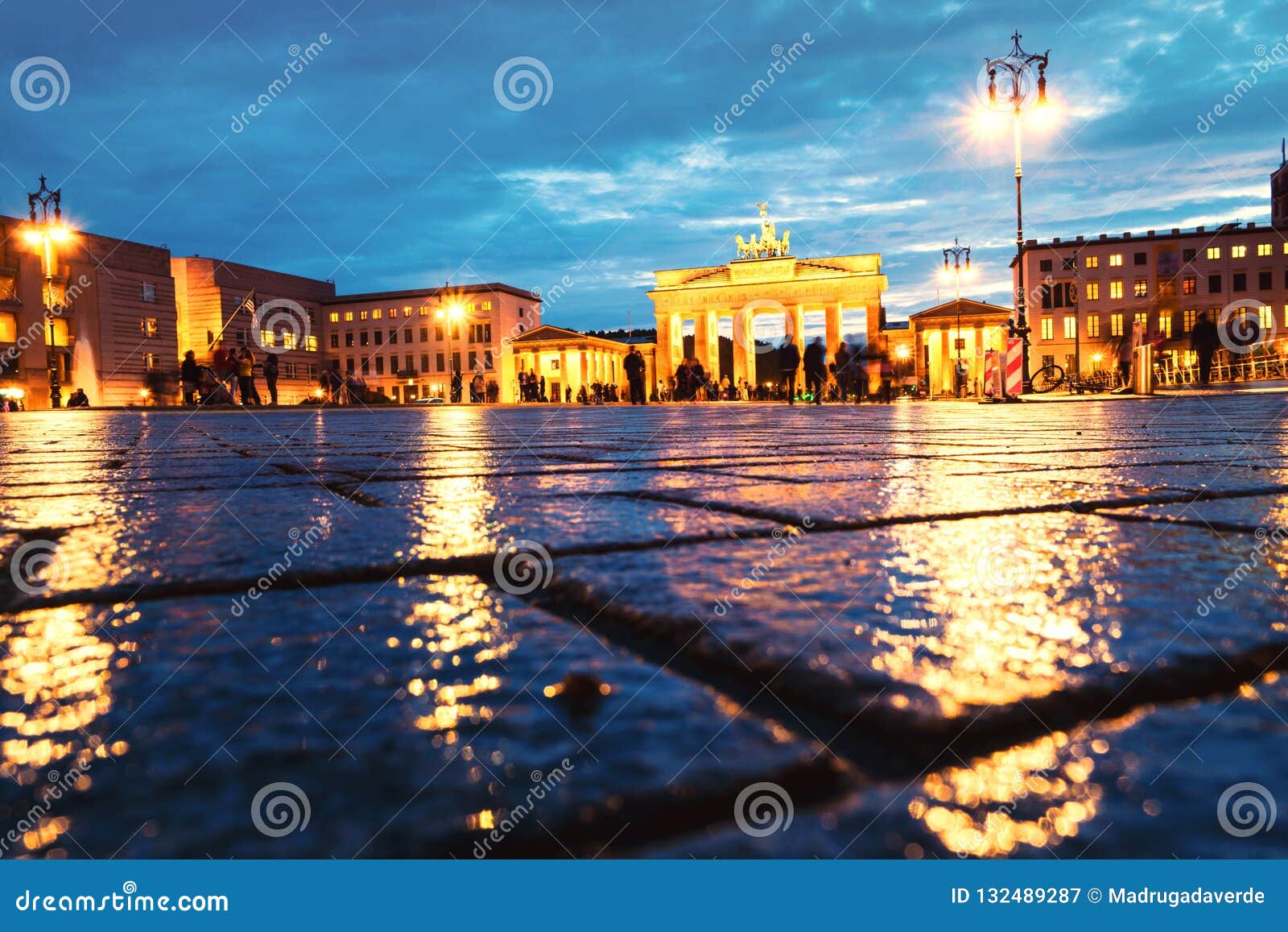 Illuminated Brandenburg Gate at Night in Berlin, Germany Stock Image ...