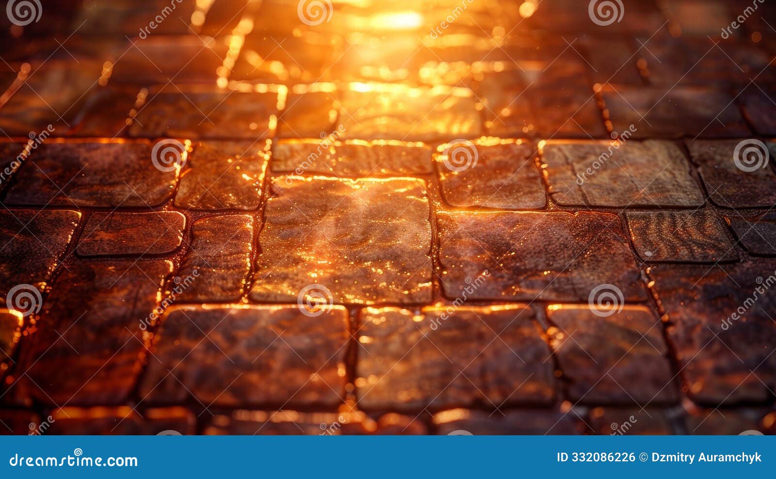 An Illuminated Brick Sidewalk Shows the Texture and Details of the ...