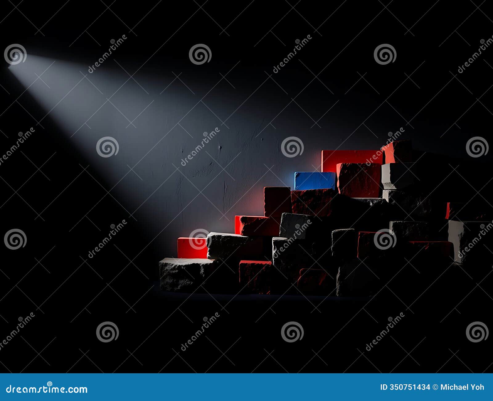 Illuminated Brick Structure: a Dramatic, Chiaroscuro Composition Stock ...