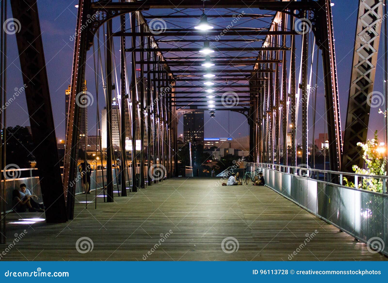 Illuminated Bridge In City At Night Picture. Image: 96113728