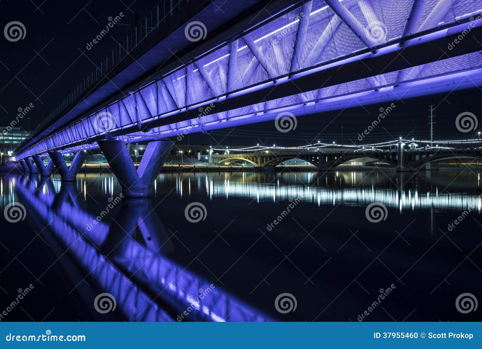 Illuminated Bridge stock photo. Image of structure, bridge - 37955460