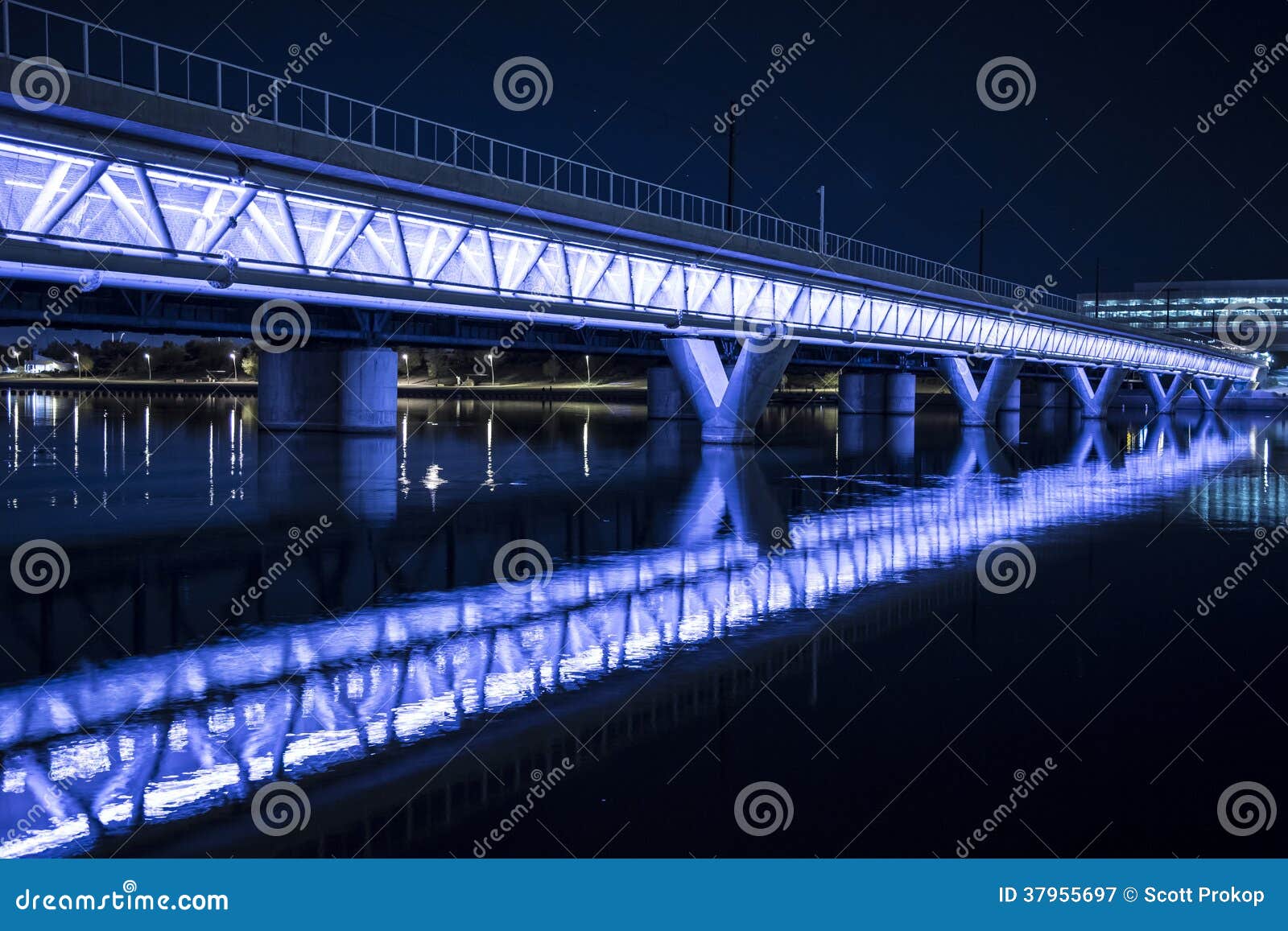 Illuminated Bridge stock image. Image of river, illuminated - 37955697