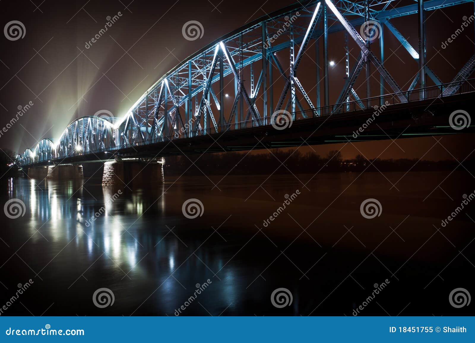 Illuminated Bridge at Night Stock Image - Image of blue, dusk: 18451755