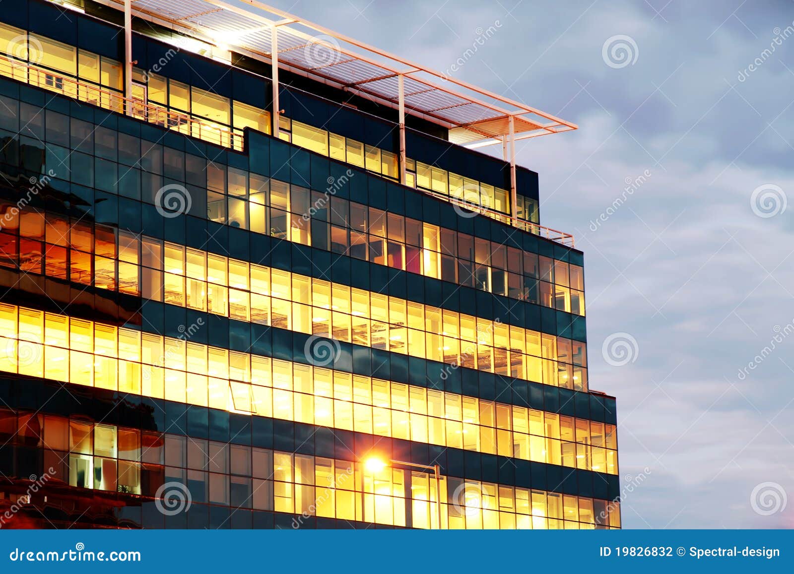 Illuminated building stock photo. Image of bright, balcony - 19826832