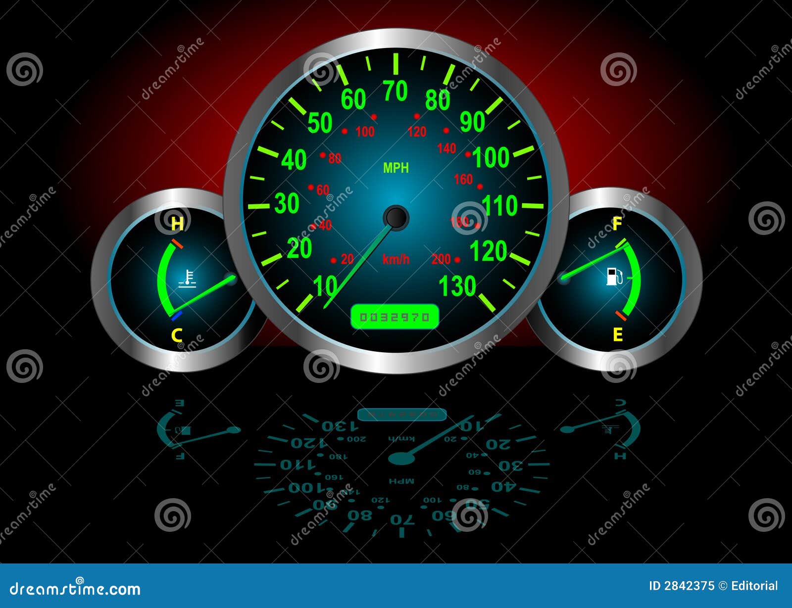 Illuminated car gauges stock vector. Illustration of measure - 2842375