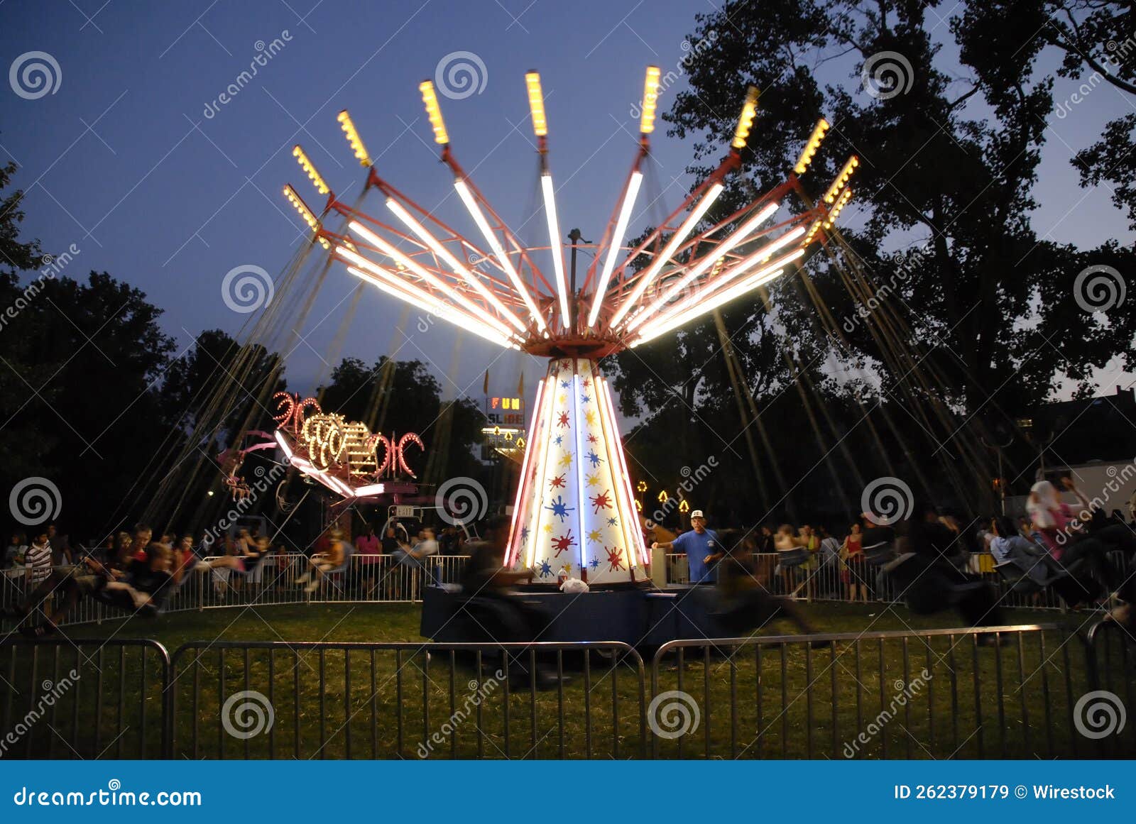 Illuminated Carnival Ride at Night in Missouri Editorial Stock Image ...