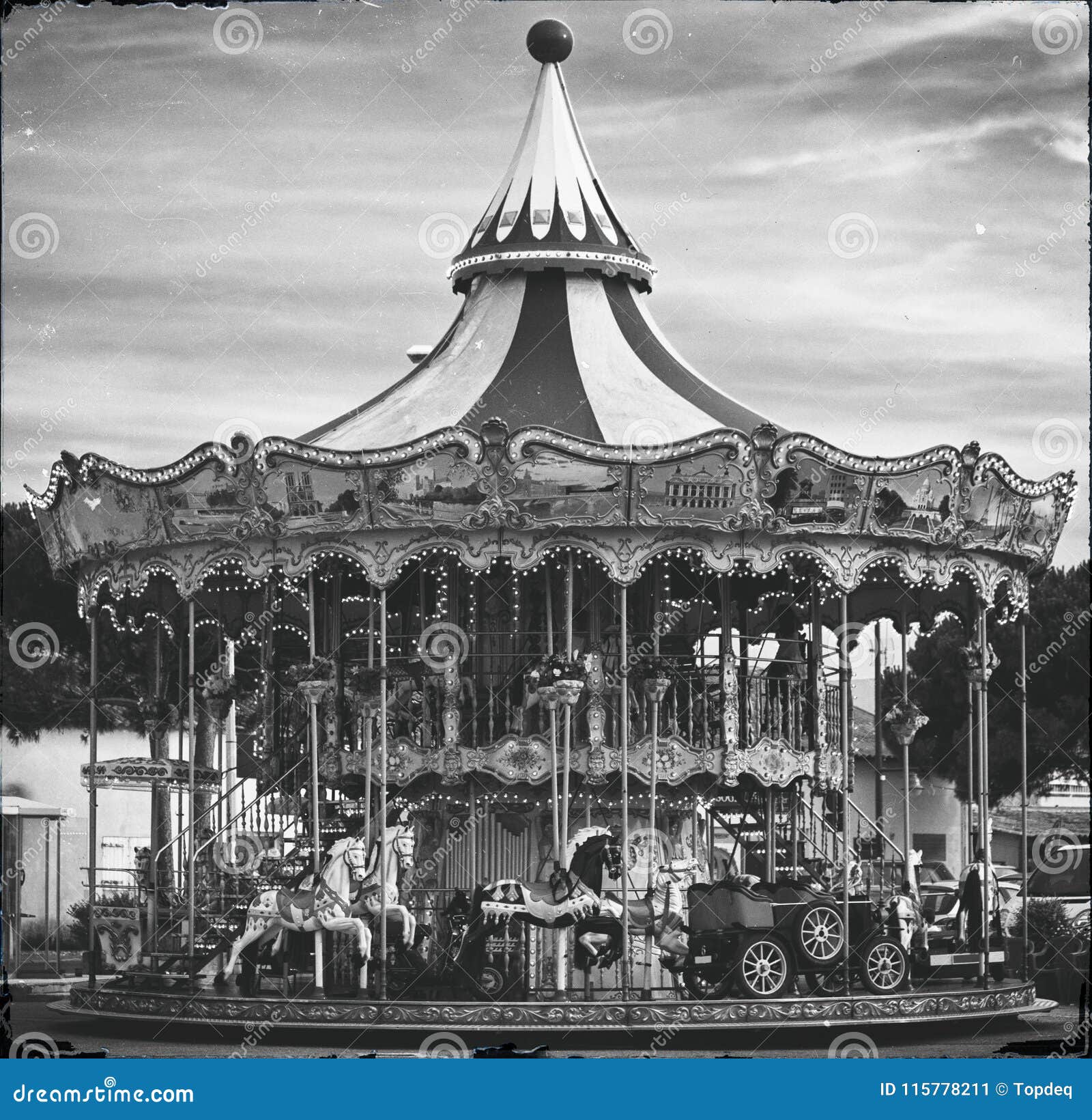 Retro carousel stock image. Image of black, circle, europe - 115778211