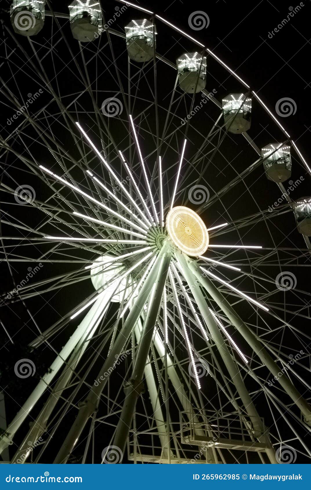Illuminated Carousel Wheel in Night. Stock Image - Image of lonely ...