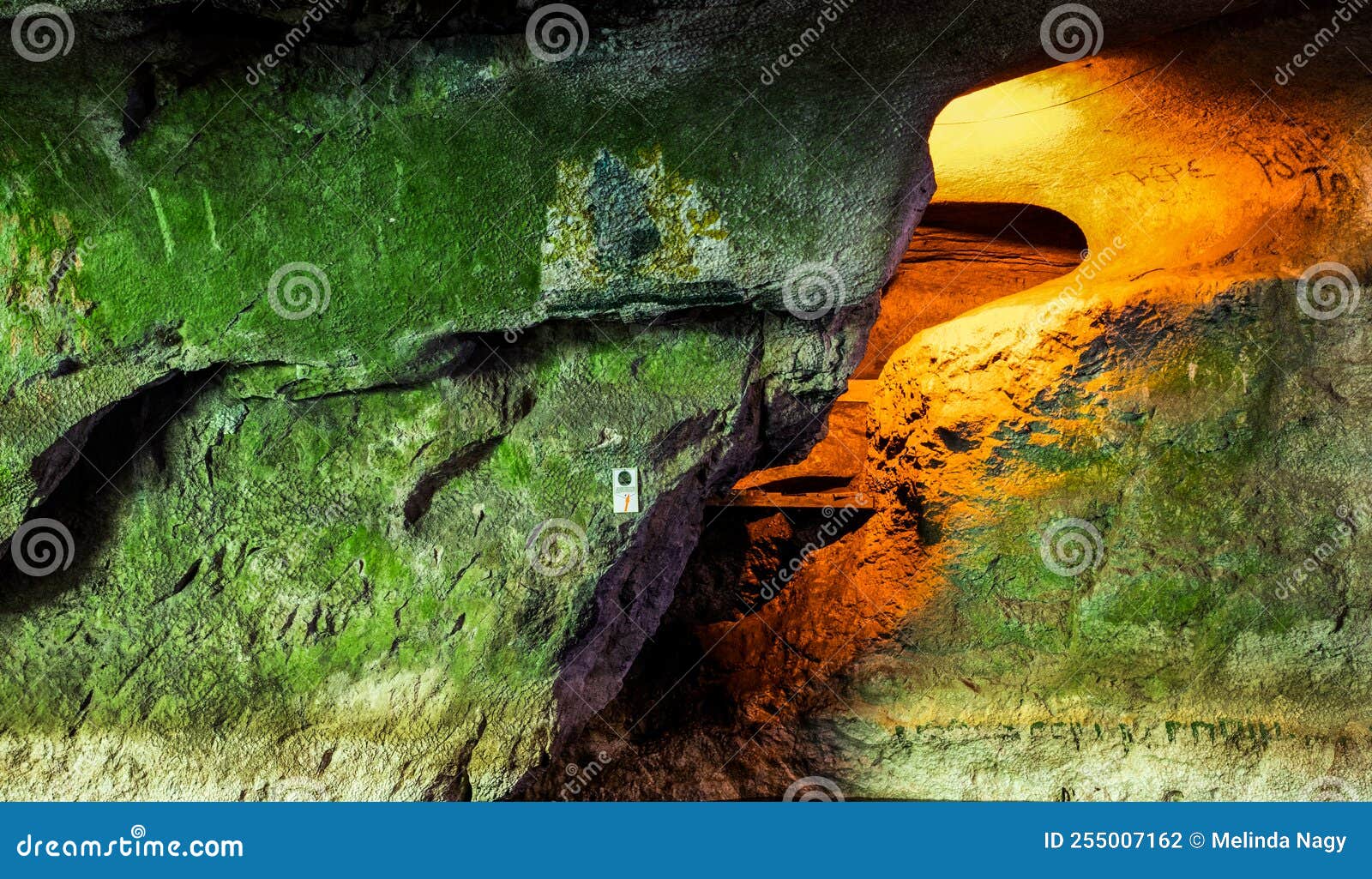 Illuminated Cave in Romania Pestera Bolii Stock Photo - Image of ...