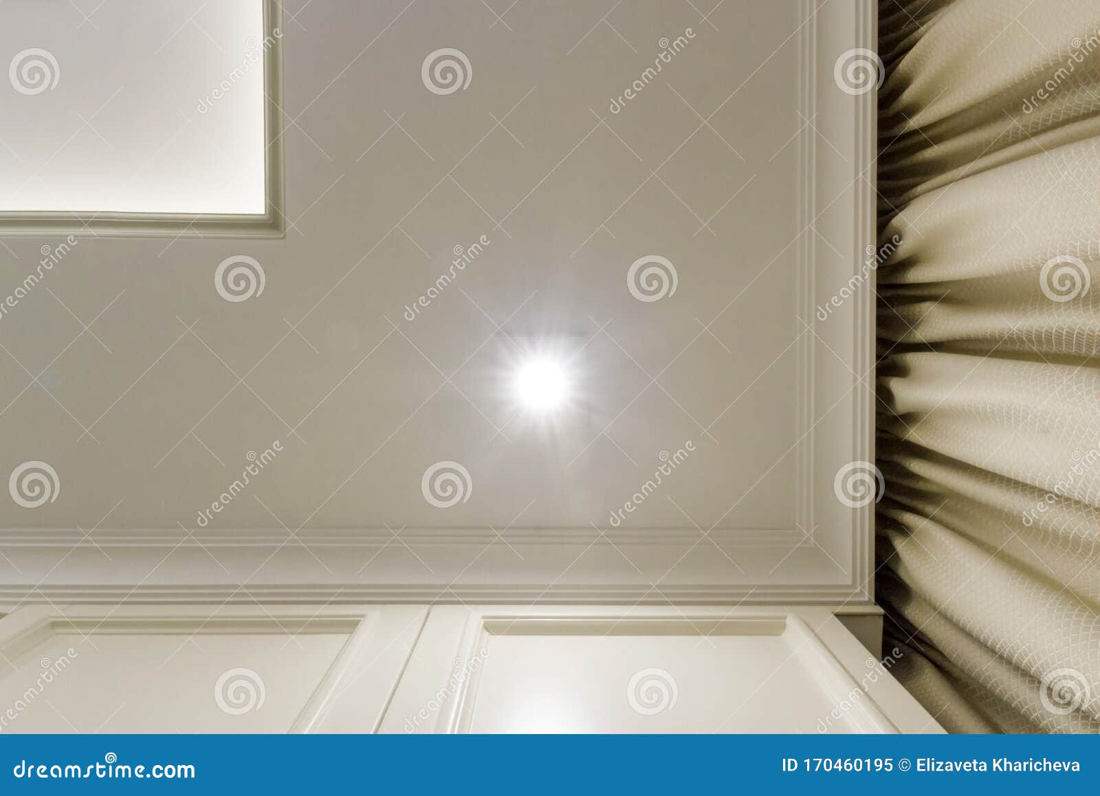 Illuminated Ceiling Corner Bottom View - 2-tier Ceiling and Beige ...