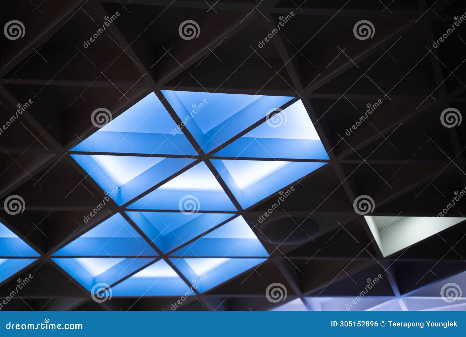 The Illuminated Ceiling of a Modern Design Hotel Seminar Room Has a ...