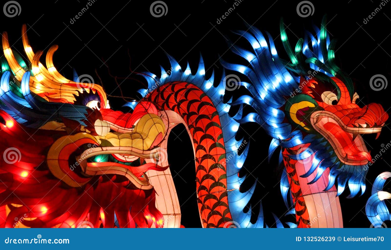 Illuminated Chinese Dragon Lantern Stock Image - Image of statue, china ...