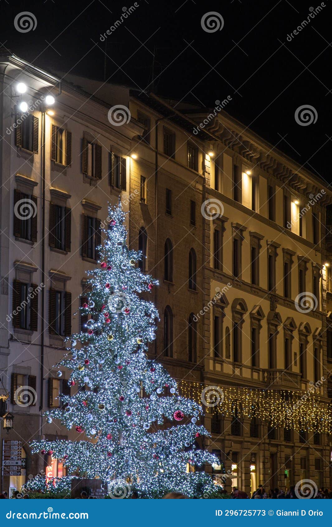 Illuminated Christmas Tree in a City Street Editorial Stock Photo ...