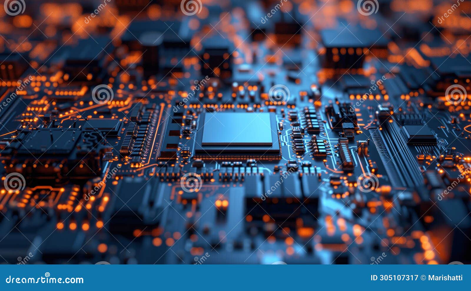 Microprocessor And Conductive Tracks On The Board. Royalty-Free Stock ...