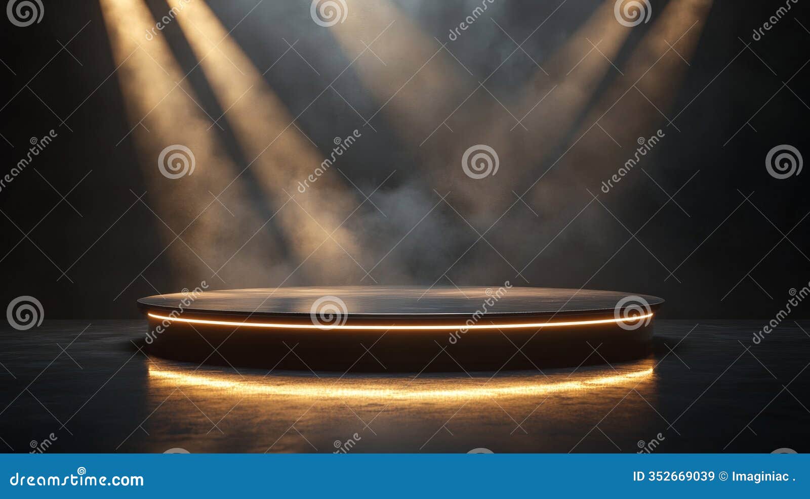 Illuminated Circular Platform Green Smoke Background Royalty-Free Stock ...