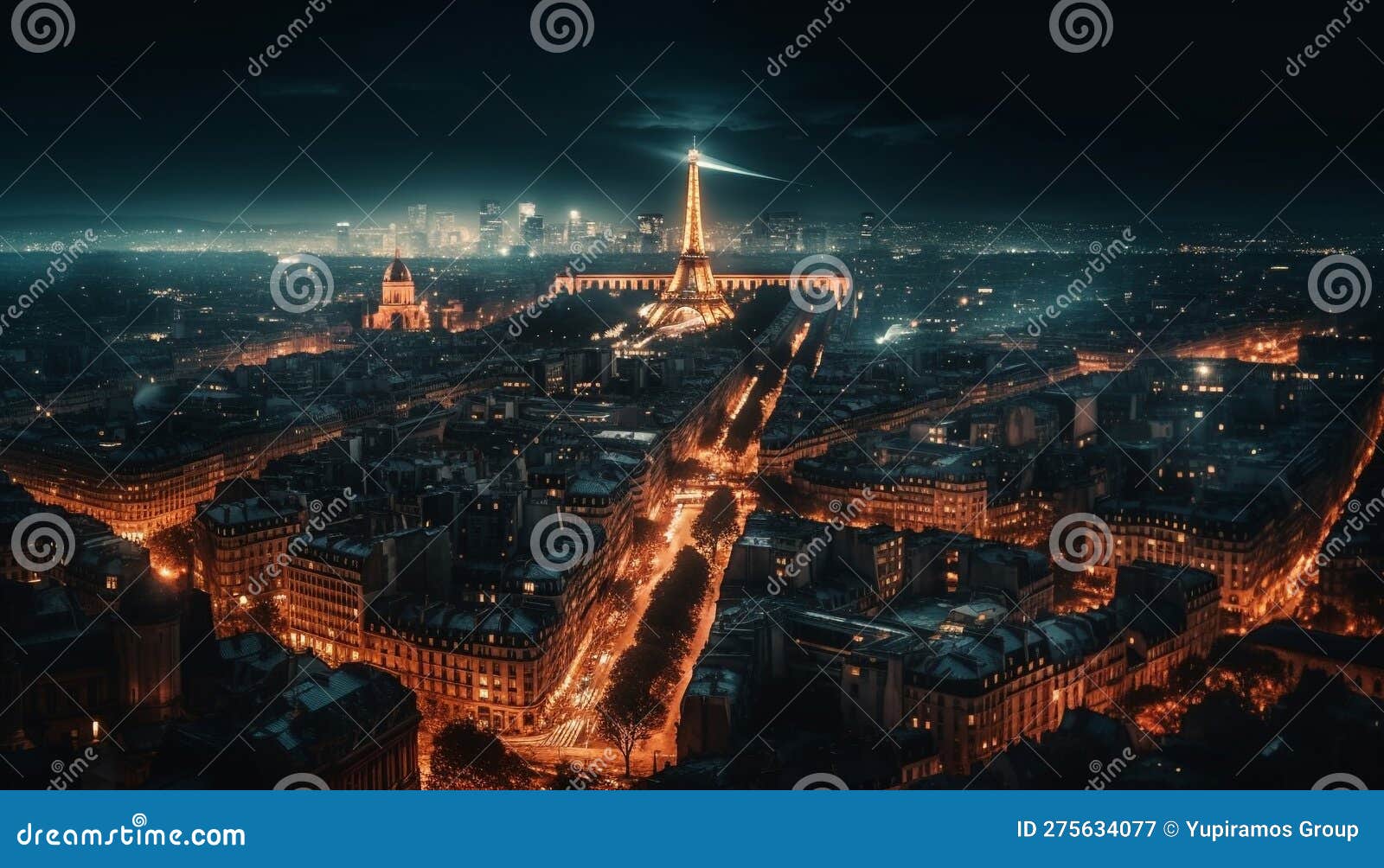 Illuminated City Skyline at Dusk, a Marvel Generated by AI Stock ...