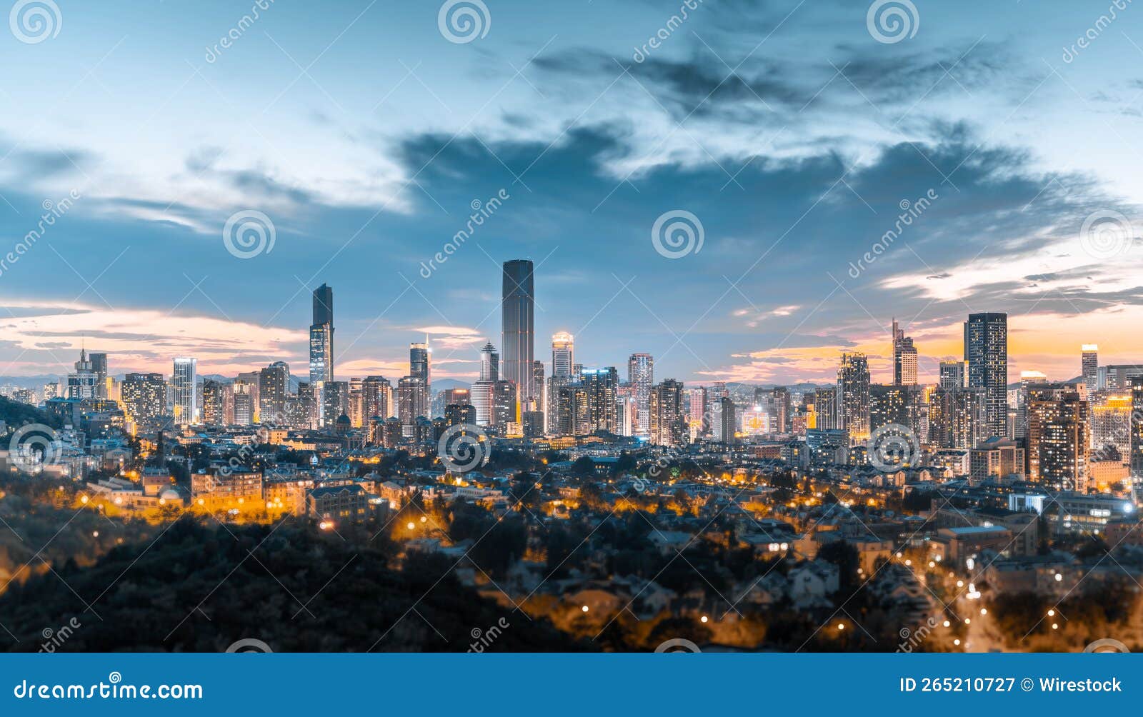 Illuminated City during Sunset Editorial Photography - Image of ...