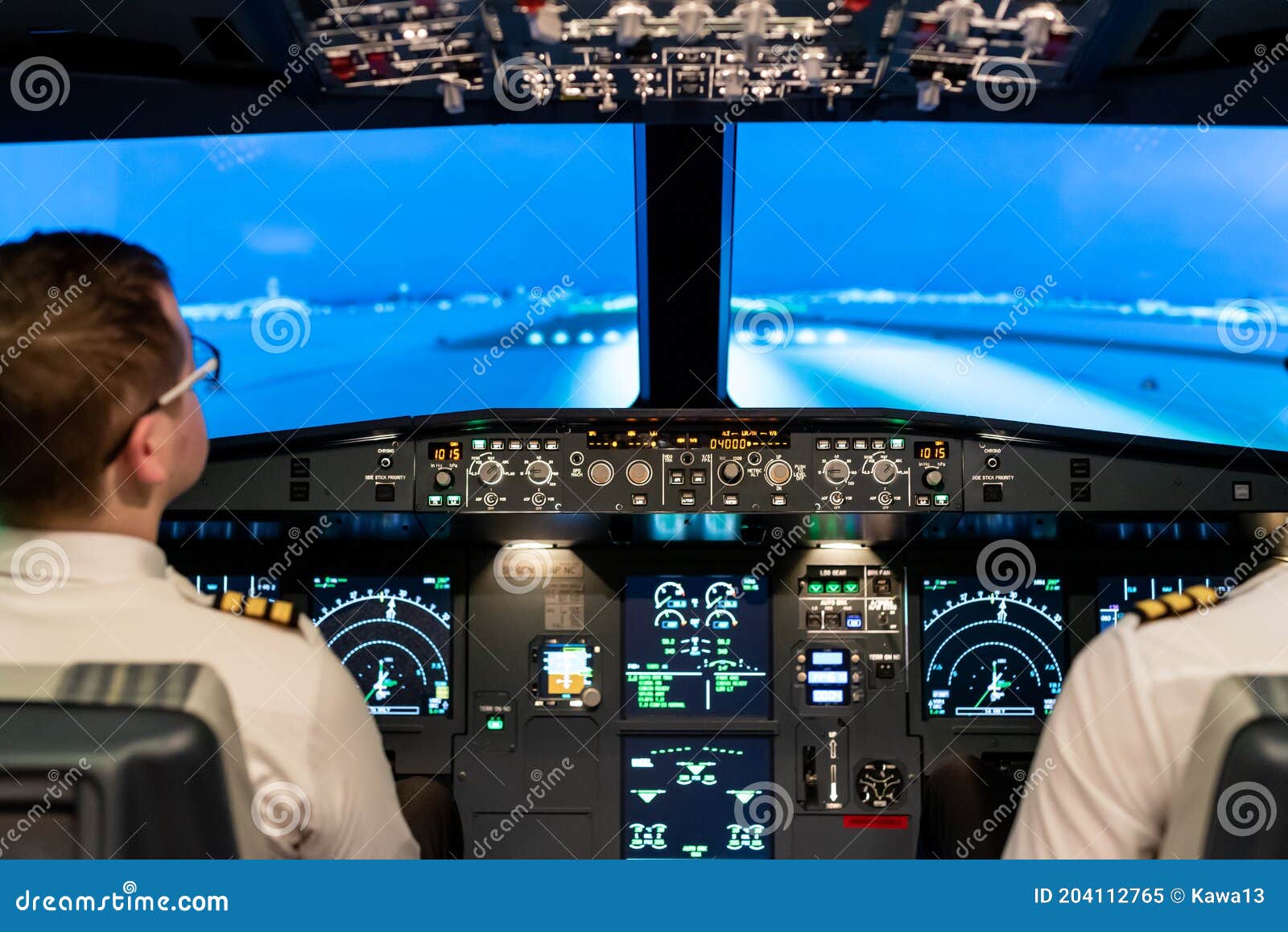 Illuminated Cockpit of Flight Simulator for the Training of the Pilots ...