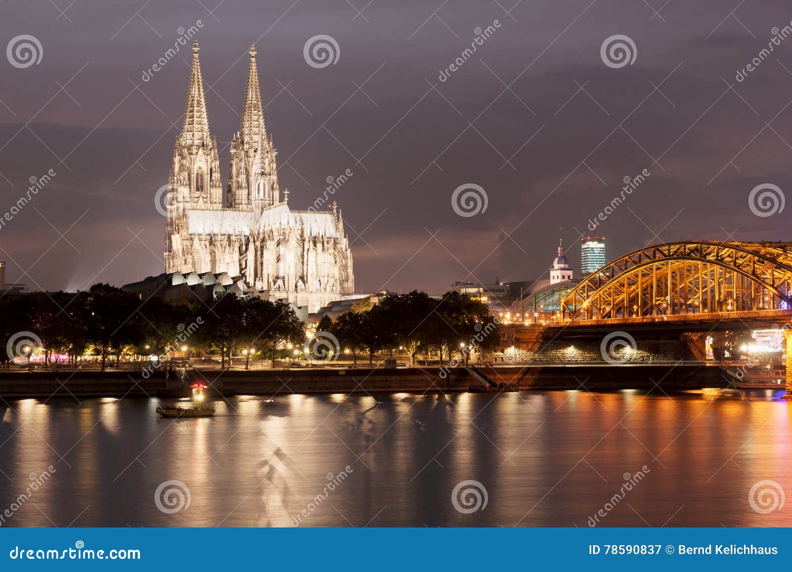 Illuminated Cologne Cathedral at Night in Cologne Stock Image - Image ...