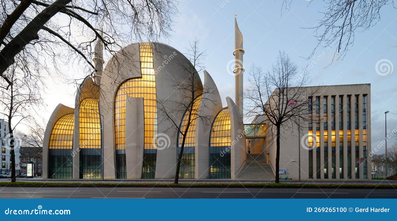 Illuminated Cologne Central Mosque Editorial Image - Image of light ...