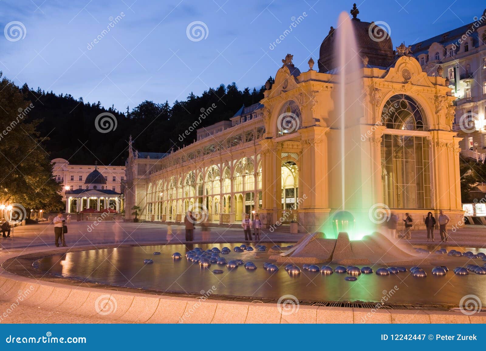 Illuminated colonnade stock image. Image of stream, city - 12242447