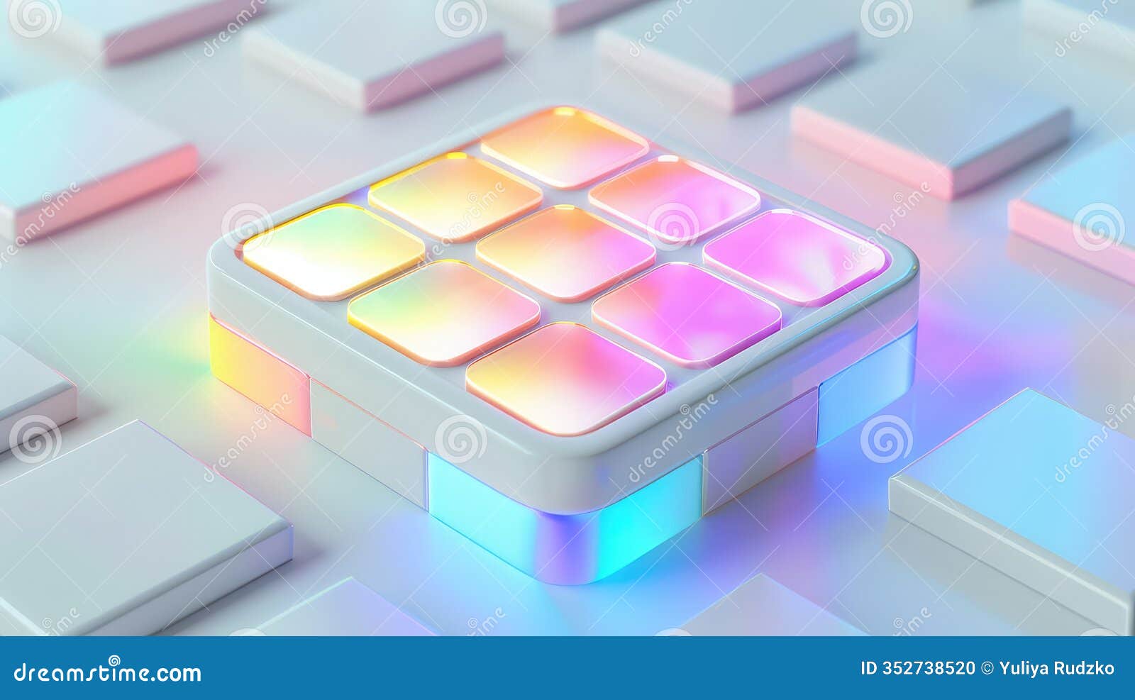 Illuminated Colorful LED Panel on Pastel Background Stock Photo - Image ...