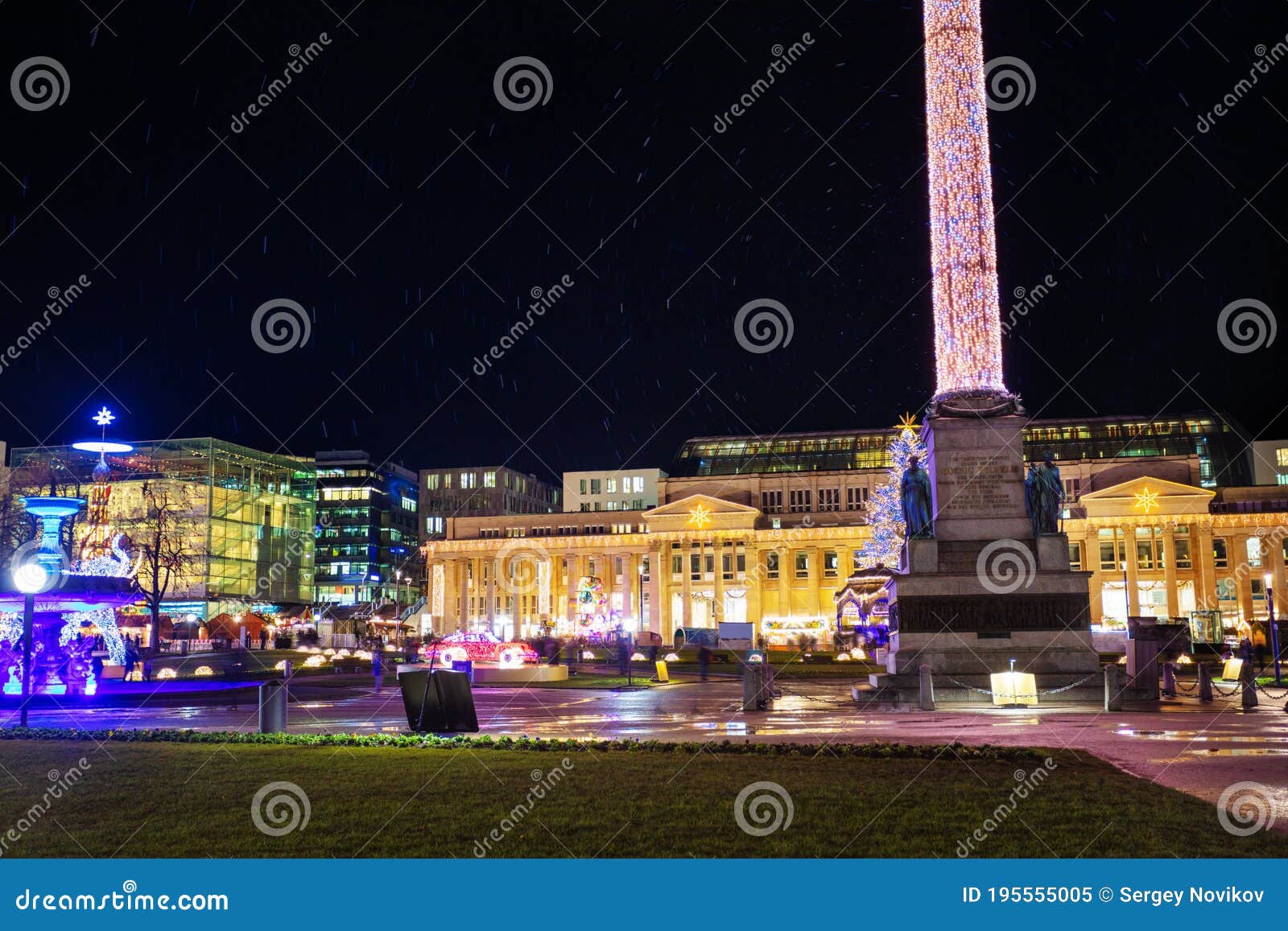 Illuminated Column, Schlossplatz Square Stuttgart Editorial Image ...