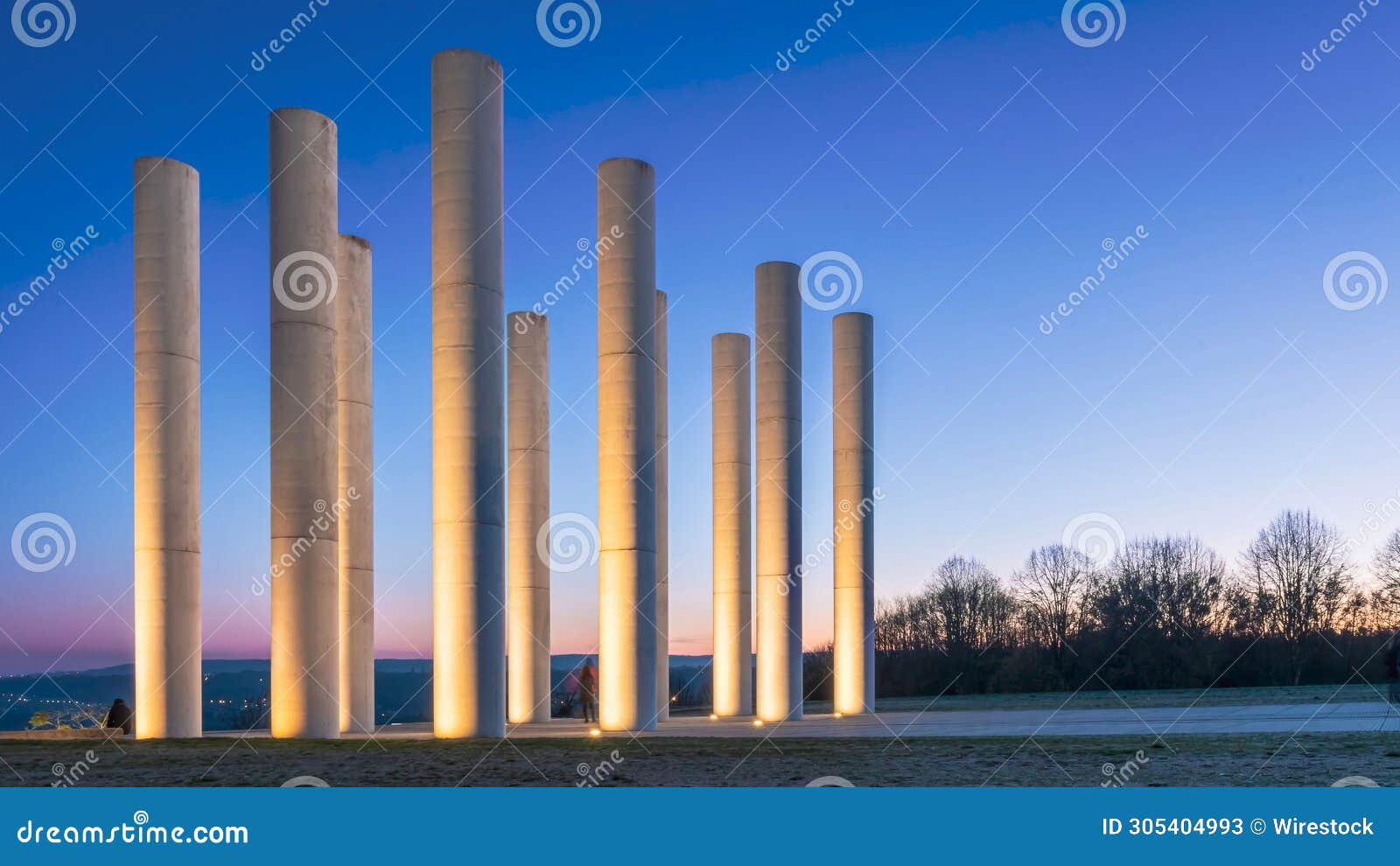 Illuminated Columns Resembling Classic Architectural Structures ...