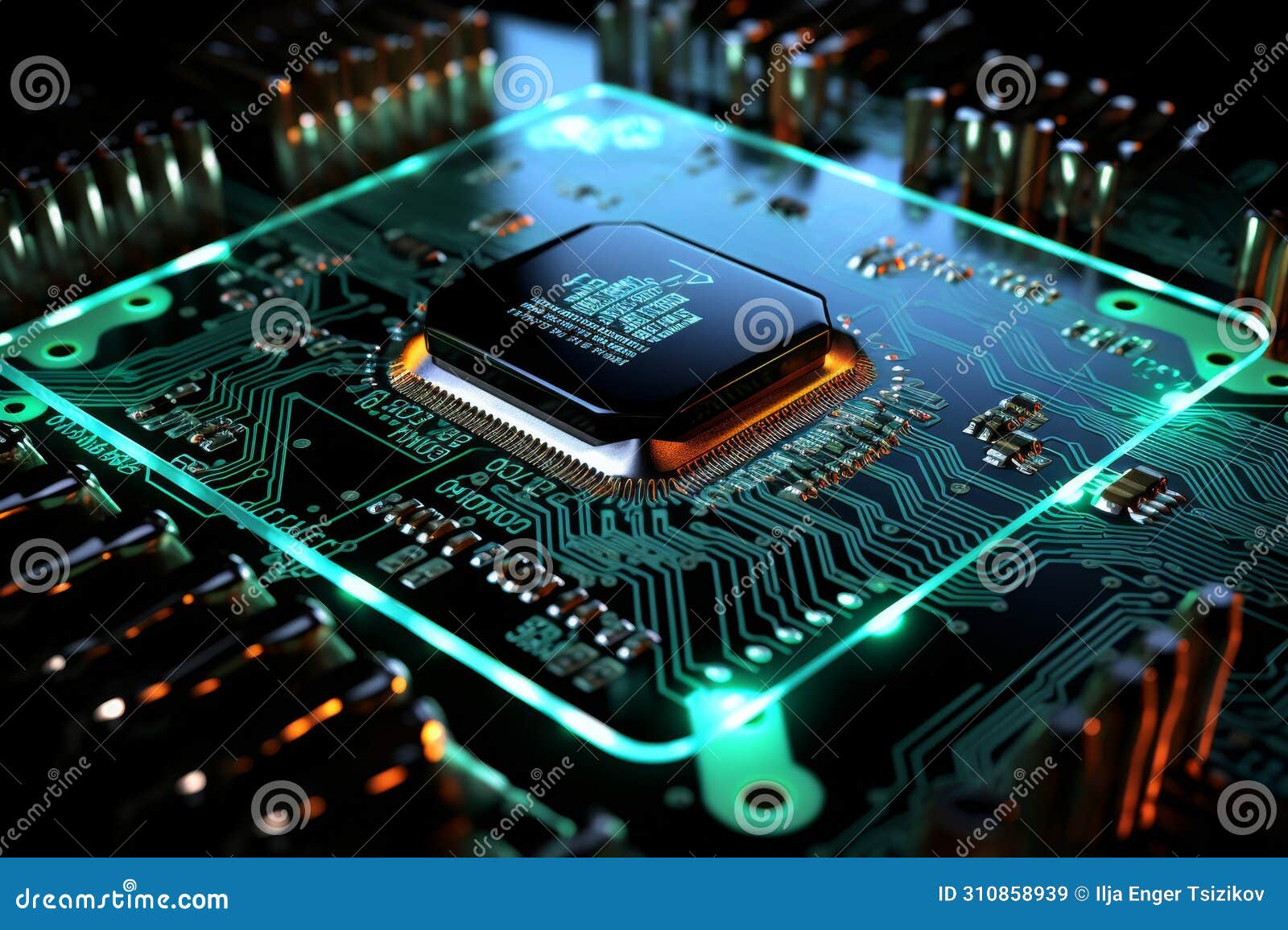 Illuminated Computer Chip Illustrating the Crucial Concept of Cyber ...