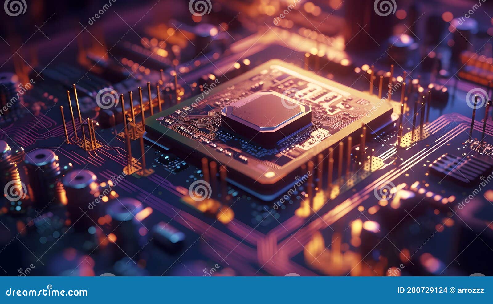 Illuminated Computer Circuitry Stock Illustration - Illustration of ...