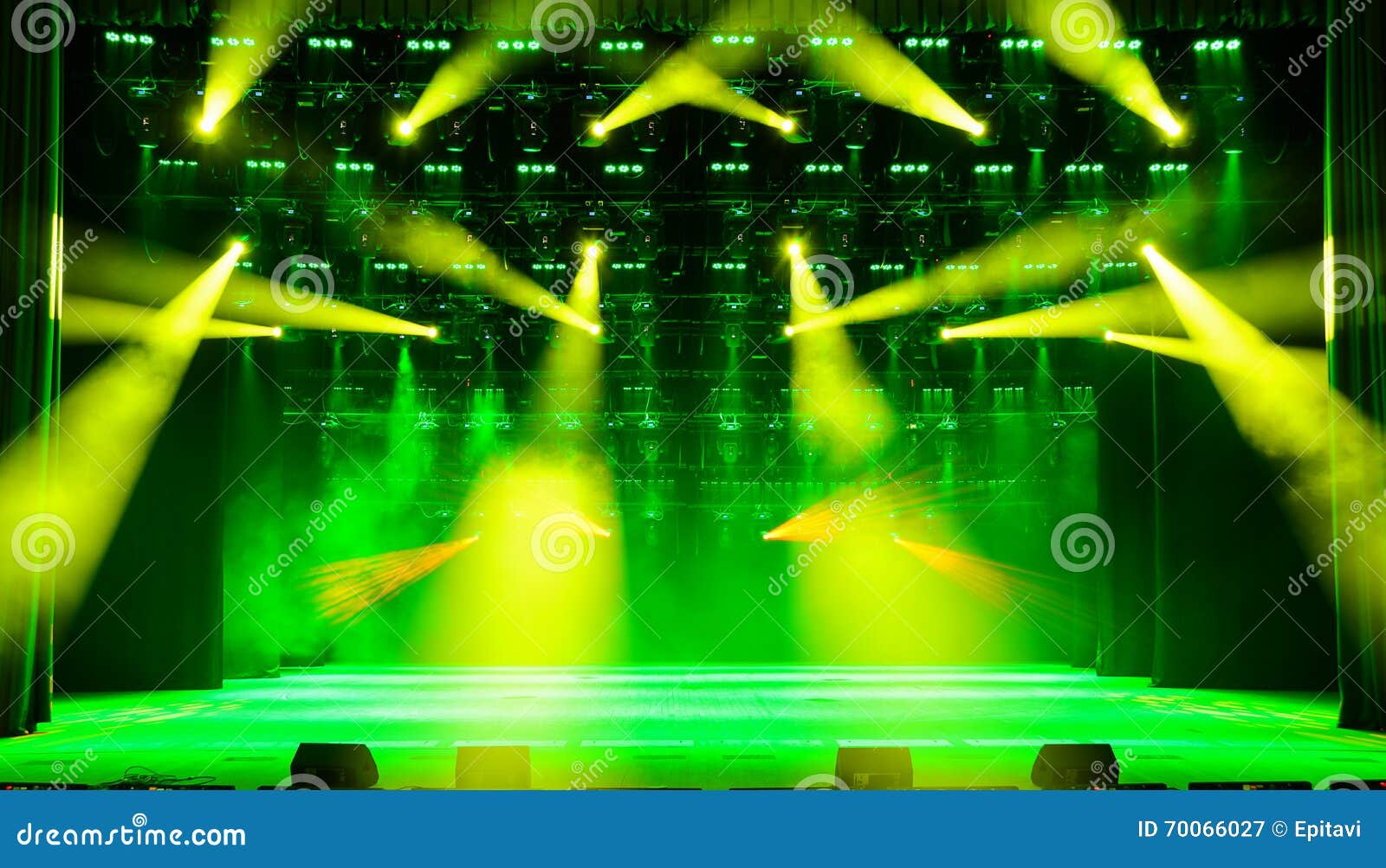 Illuminated concert stage stock image. Image of concert - 70066027
