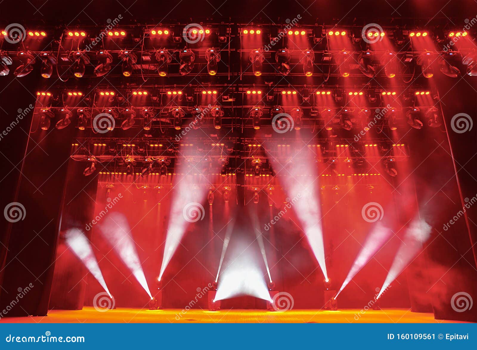 Illuminated concert stage stock image. Image of rays - 160109561