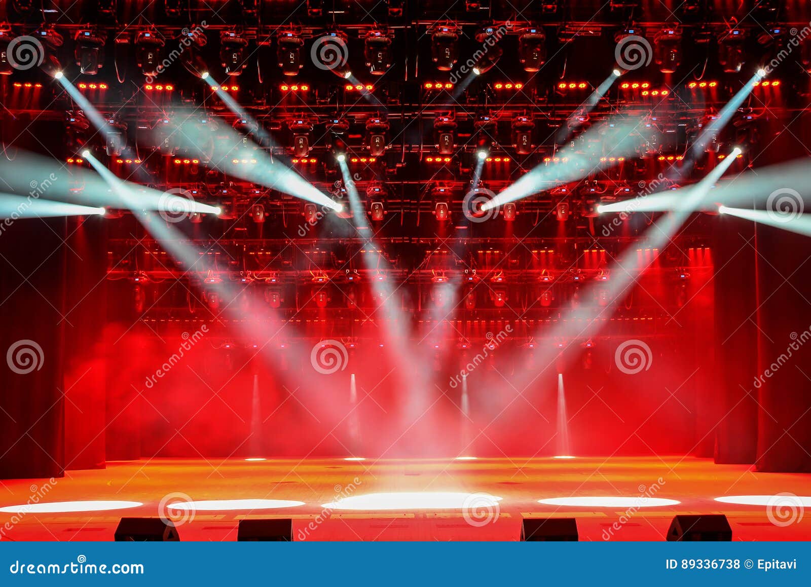 Illuminated concert stage stock photo. Image of floodlights - 89336738
