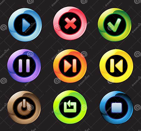 Illuminated Control Buttons Stock Vector - Illustration of color ...