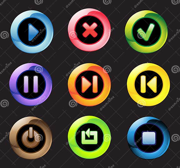 Illuminated Control Buttons Stock Vector - Illustration of color ...