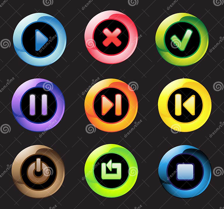 Illuminated Control Buttons Stock Vector - Illustration of color ...