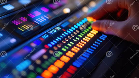 Illuminated Control Panel Displaying Scientific Data Stock Image ...