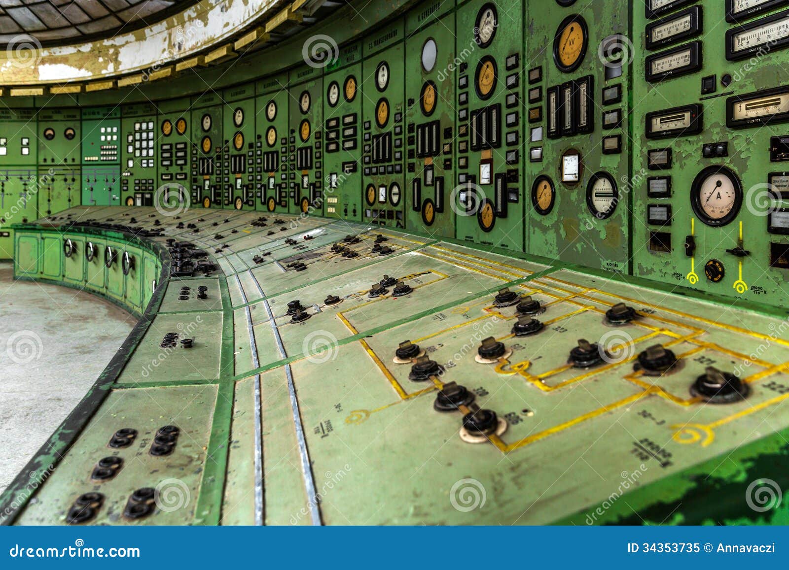 Illuminated Control Room of a Power Plant Stock Image - Image of ...