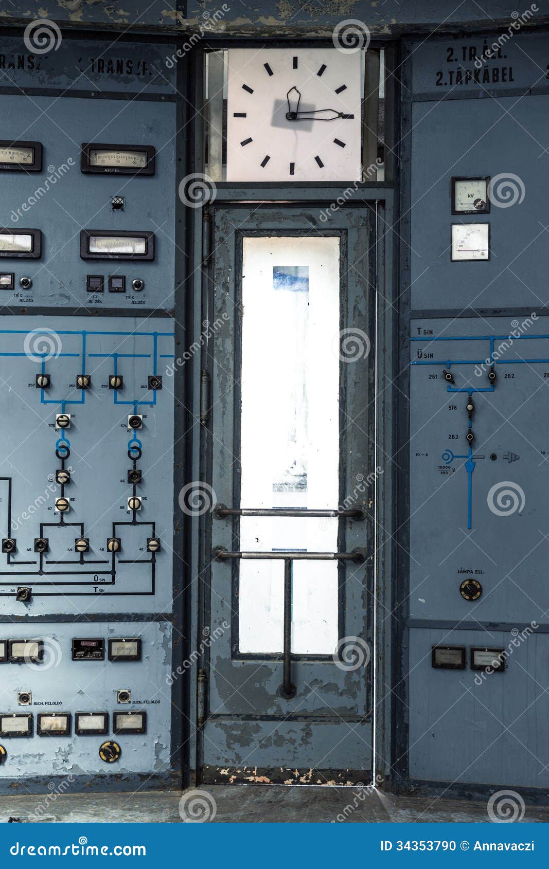 Illuminated Control Room of a Power Plant Stock Photo - Image of device ...