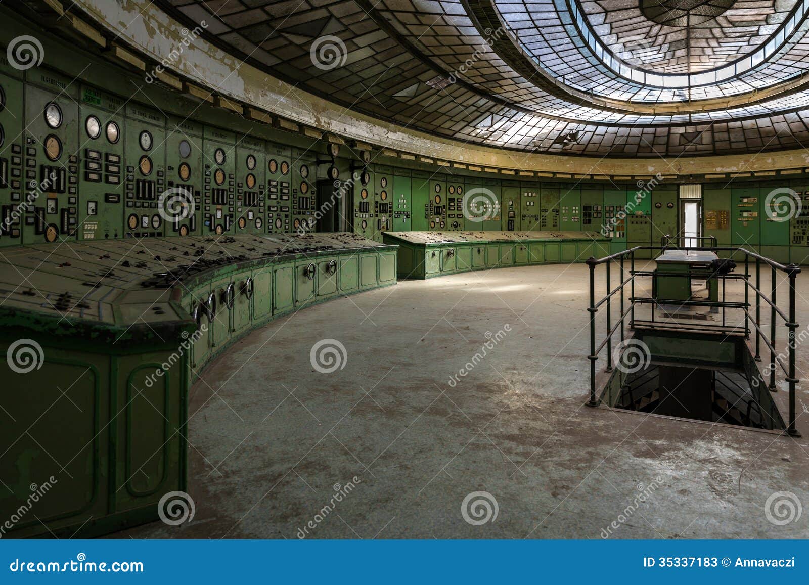 Illuminated Control Room of a Power Plant Stock Image - Image of ...