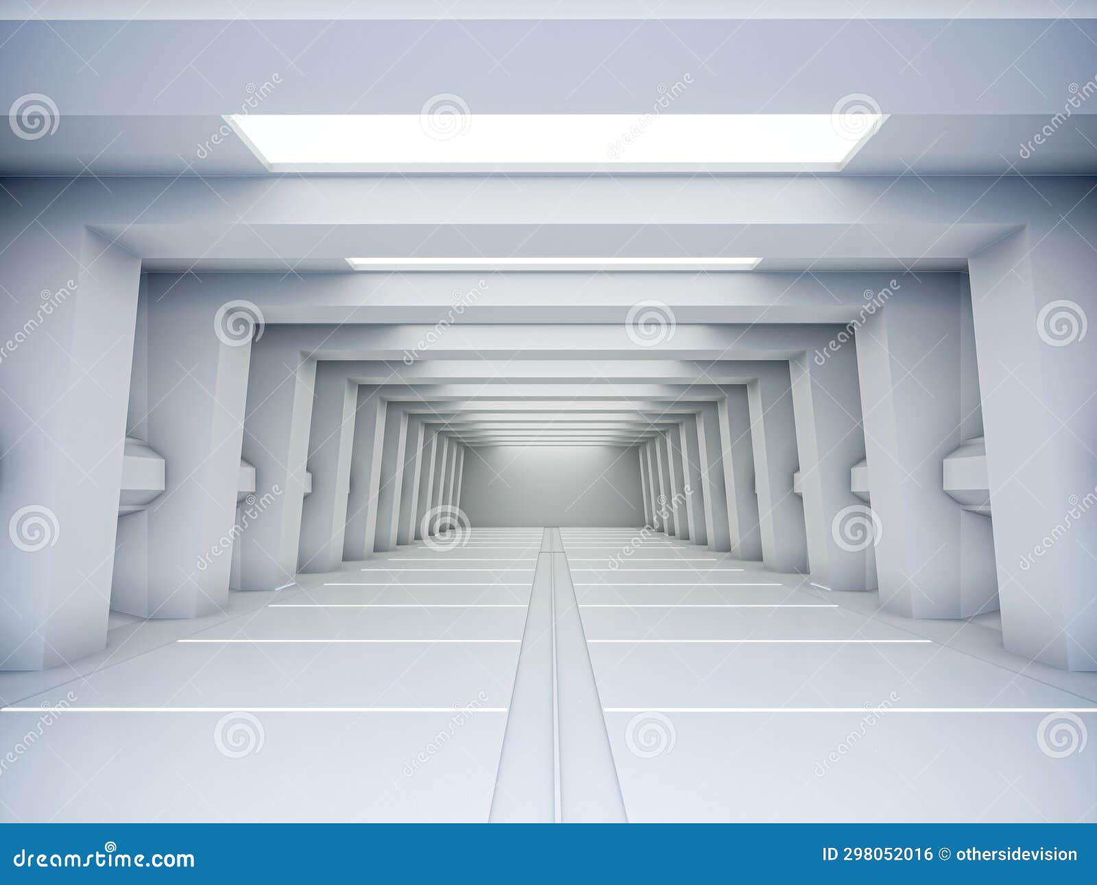 Illuminated Corridor Interior Design. 3D Rendering Stock Illustration ...