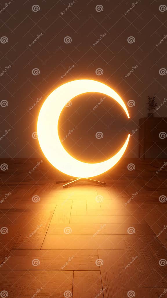 Illuminated Crescent Moon Light Decor Stock Photo - Image of indoor ...