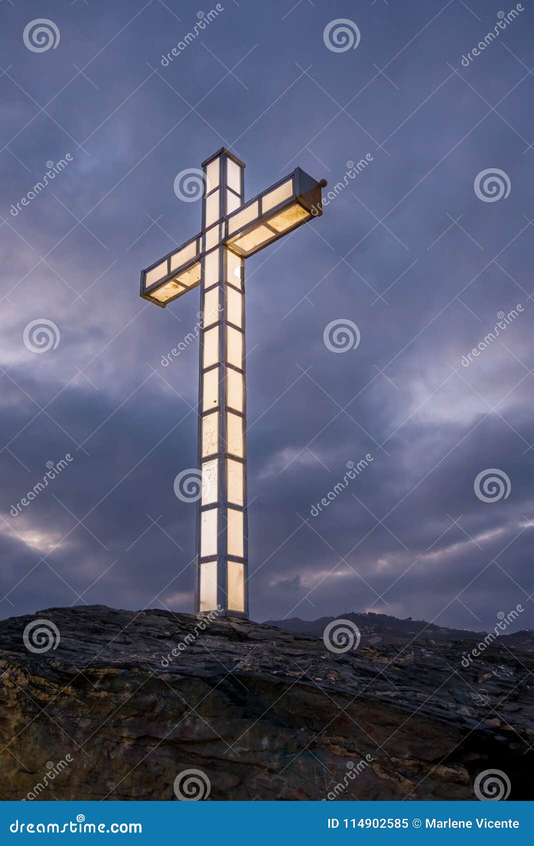 Illuminated cross at night stock image. Image of andalusia - 114902585