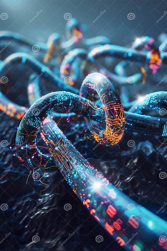 Illuminated Data Cables Transmitting Information in the Background for ...