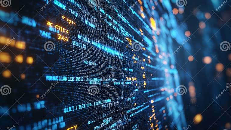 Illuminated Data Flow of Machine Learning and Large Language Models. Generative AI Stock ...