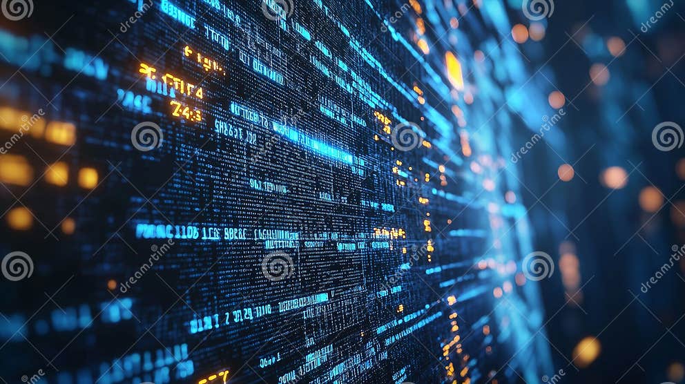 Illuminated Data Flow of Machine Learning and Large Language Models. Generative AI Stock ...