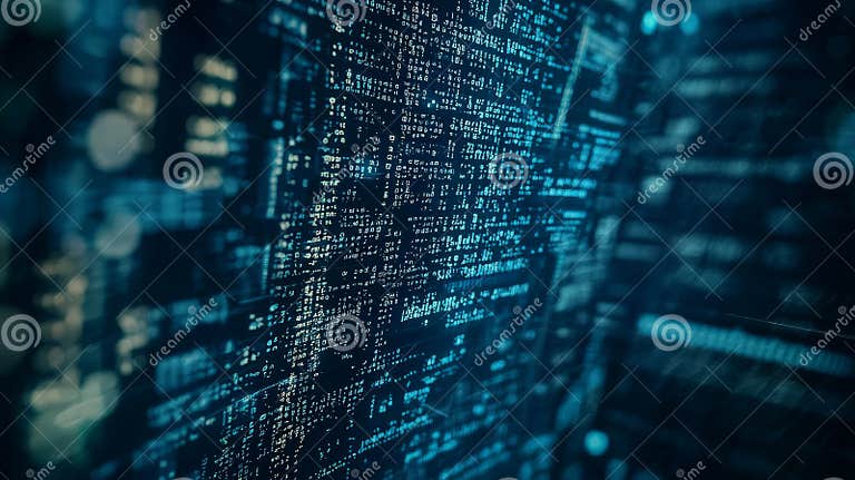 Illuminated Data Flow of Machine Learning and Large Language Models. Generative AI Stock ...